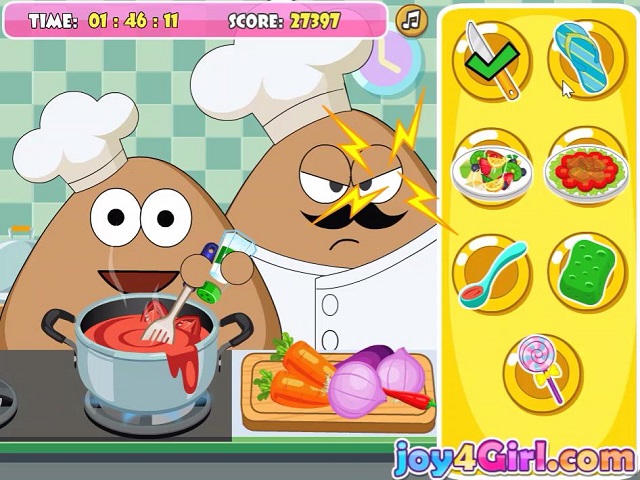 POU KITCHEN SLACKING juego online en JuegosJuegos.com